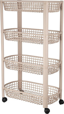 Light Sand 4-Tier Utility Cart Kitchen Trolley