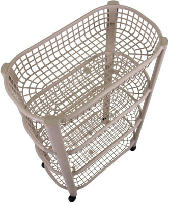Light Sand 4-Tier Utility Cart Kitchen Trolley