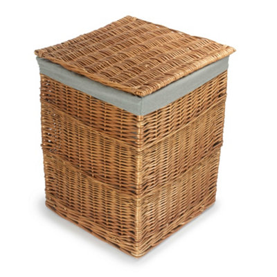 Light Steamed Large Square Laundry Basket with Grey Sage Lining | DIY ...
