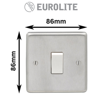 Light Switch 1 Gang 10A 2 Way - Round Edge Satin Stainless Steel Plate ...