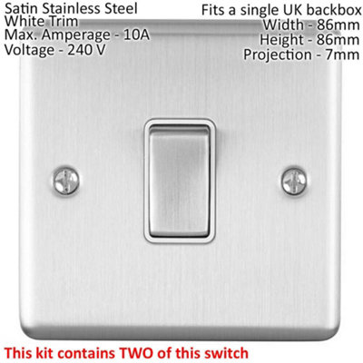 Light Switch Pack - 1x Intermediate & 2x Single - SATIN STEEL / Grey 2 ...