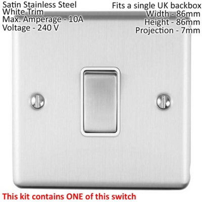 Light Switch Pack - 1x Intermediate & 2x Single - SATIN STEEL / Grey 2 ...