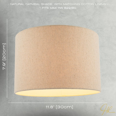 Light Taupe Oatmeal Linen Fabric Drum Lamp Shade with Cotton Lining