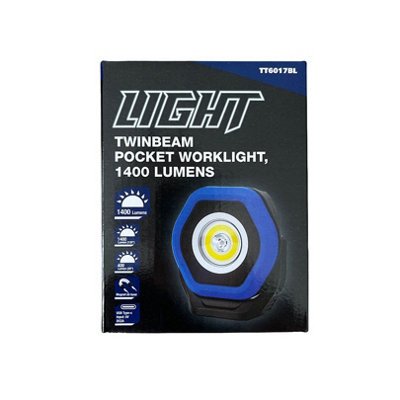 Light Twinbeam Heavy Duty Rechargeable Pocket Work Light Torch 1400 ...