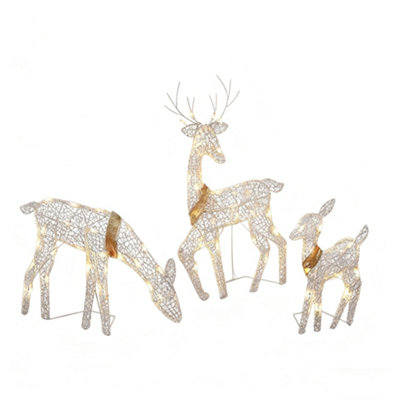 Light Up 2D Reindeer Outdoor Decorations - Set of 3