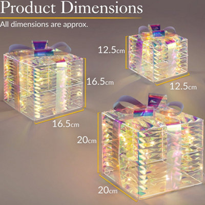 Light Up Christmas Presents Decorations Iridescent Warm White LED ...
