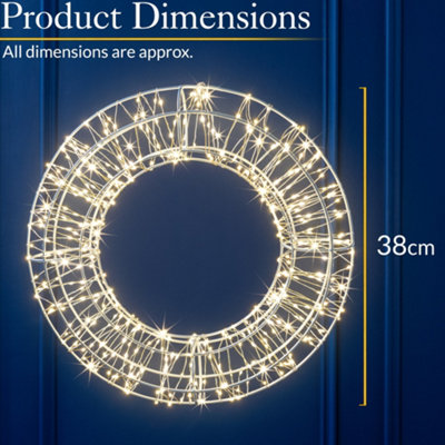 Light Up Christmas Wreath Micro LED Hanging Door Wall Decoration 38cm