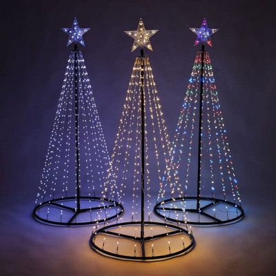 Light Up Cone Tree - Warm White Led Pyramid With Star Tree Topper ...