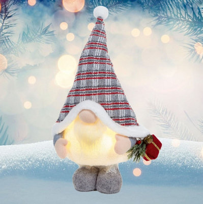 LIGHT UP GREY STANDING CHRISTMAS GONK CARRYING PARCEL 50CM