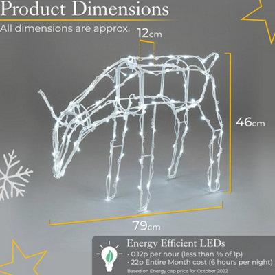Light Up Reindeer Outdoor Christmas Decoration White Wire LED Grazing