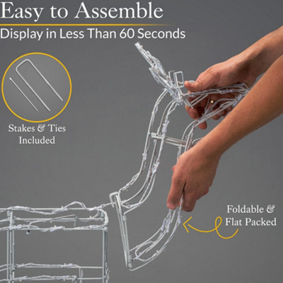 Light Up Reindeer Outdoor Christmas Decoration White Wire LED Standing