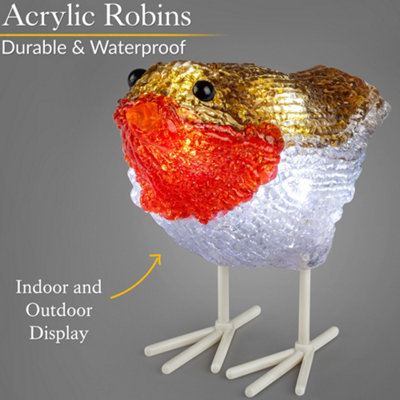 Light Up Robin LED Christmas Decorations Indoor Outdoor Battery Powered ...
