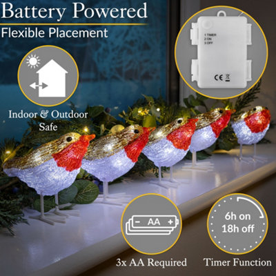 Shop Light Up Robin LED Christmas Decorations Indoor Outdoor Battery ...