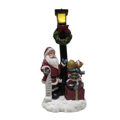 Light Up Santa and Reindeer Christmas Figurine (Xmas List LED Ornament ...