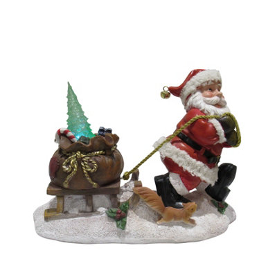 Light Up Santa Sledge Christmas Figurine (Xmas Festive LED Ornament ...
