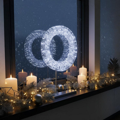 Light Up Silver Wire Wreath Decoration