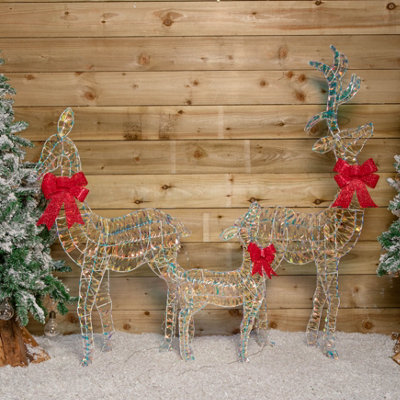 Light up Standing Iridescent Deer Family Display with 750 White LEDs