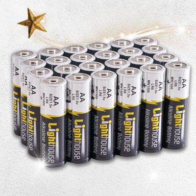 Lighthouse 24 Pack AA Alkaline Batteries High Capacity Double A L/HBATAA24