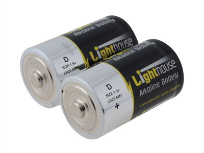 Lighthouse LR20 D LR20 Alkaline Batteries 14800 mAh (Pack 2) L/HBATD