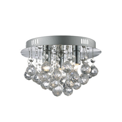 Lighting Collection 3 Light Flush Ceiling, Chrome & Clear Acry | DIY at B&Q