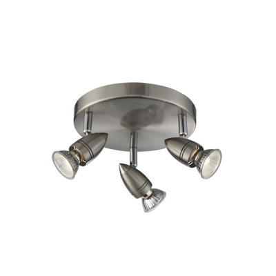 Lighting Collection 3 Light Spotlight Plate, Satin Silver | DIY at B&Q