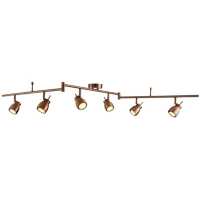 Lighting Collection Aveiro Antique Copper 6Lt Split Bar Spotlight