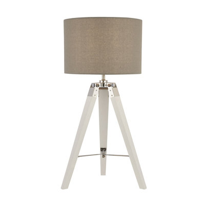 Lighting Collection Banff White Base Table Lamp With Pale Grey Line ...