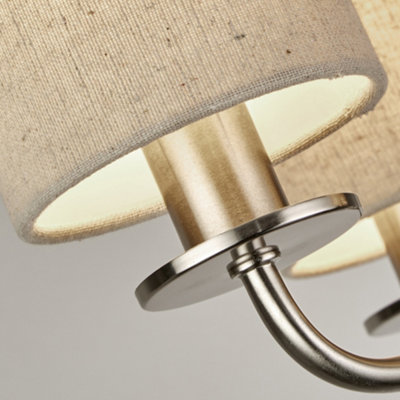Lighting Collection Blois 5 Light Satin Silver With Linen Shades ...