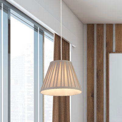 Lighting Collection Castle Grey Pleated Faux Silk Shade