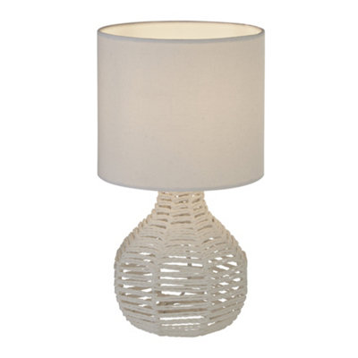 Lighting Collection Felixstowe White Rattan Table Lamp | DIY at B&Q