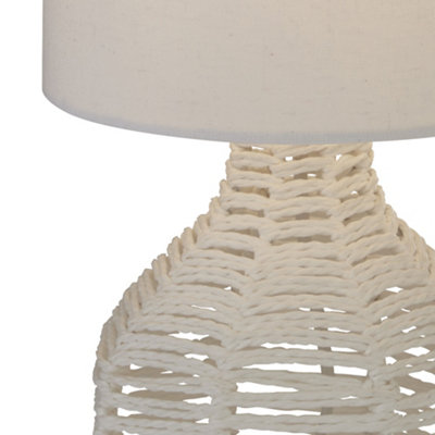 Lighting Collection Felixstowe White Rattan Table Lamp