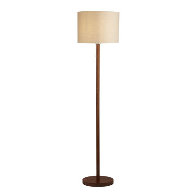 Lighting Collection Glasgow Dark Wood Floor Lamp with Grey Shade | DIY ...