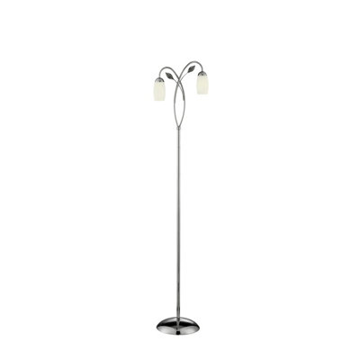 Lighting Collection Granton 2 Light Floor Lamp, Chrome, White Glass Sh ...