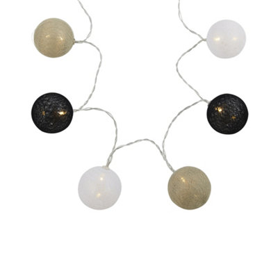Lighting Collection Houston Black & White Cotton Shades String Light ...