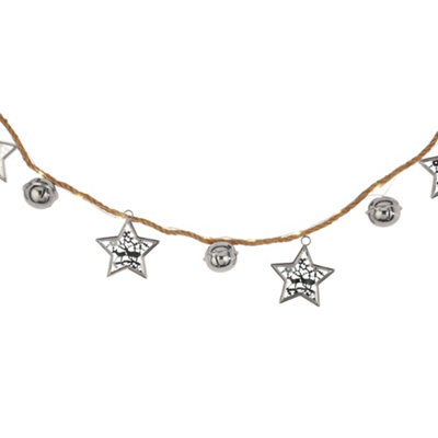 Lighting Collection Kokura White Bell & Star Rope String Lights | DIY ...