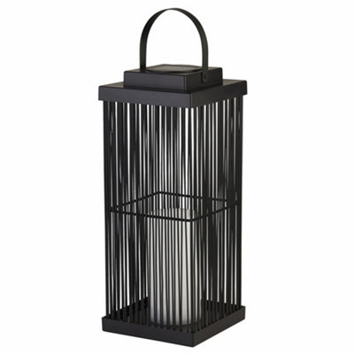 Lighting Collection Large Rattan Solar Outdoor Lantern