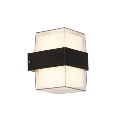 Lighting Collection Laurium Black 2Lt LED Outdoor Up/Down Wall Light ...