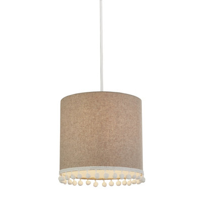 Lighting Collection Memphis Pom-Pom Trim Shade Oatmeal | DIY at B&Q