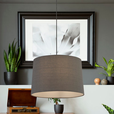 Lighting Collection Ras Grey Tapered Linen Shade