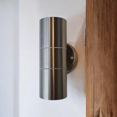 Lighting Legends Silver Outdoor Wall Mounted Stainless Steel Up & Down ...