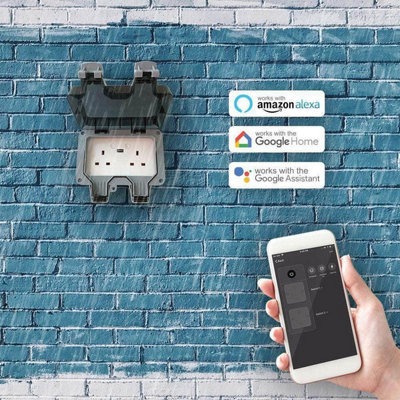 Lighting Legends Smart WiFi Waterproof Outdoor Double UK Plug Socket + USB