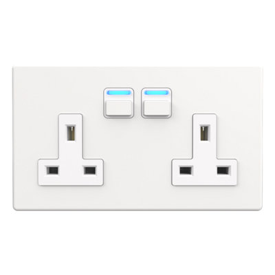 Lightwave 2 Gang Smart Socket - White