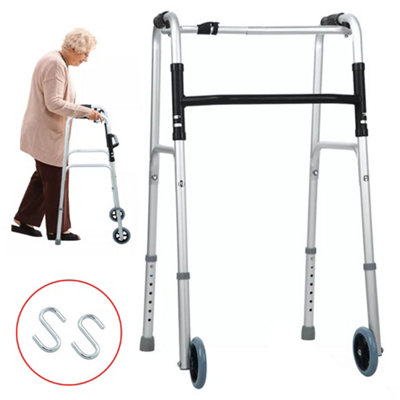 Lightweight Aluminium Folding Walking Frame with Adjustable Height and ...