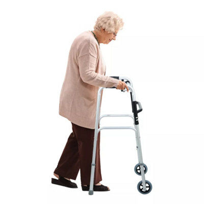 Lightweight Aluminium Folding Walking Frame with Adjustable Height and ...