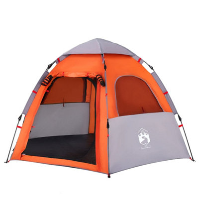Lightweight and Portable Camping Tent Cabin 4-Person Grey and Orange ...