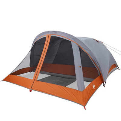 Lightweight and Portable Camping Tent Cabin 4-Person Grey and Orange ...