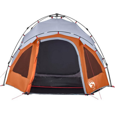 Lightweight and Portable Camping Tent Dome 3-Person Grey and Orange ...