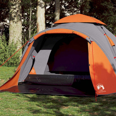 Lightweight and Portable Camping Tent Dome 3-Person Grey and Orange ...