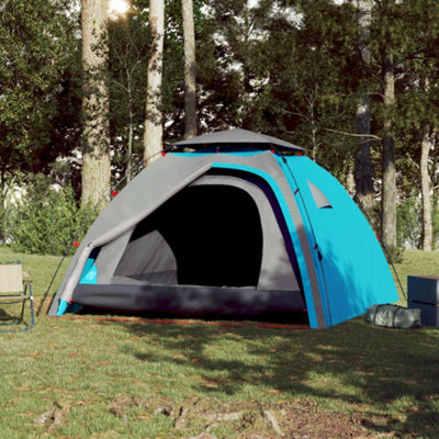 Lightweight and Portable Camping Tent Dome 4-Person Blue Quick Release