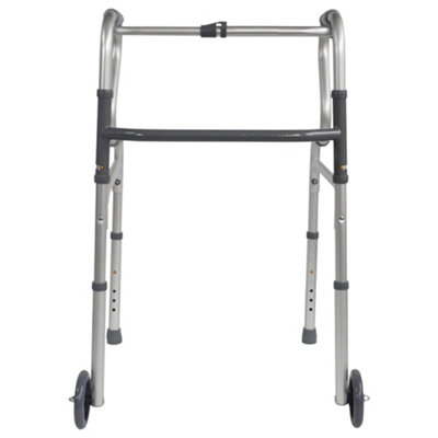 Lightweight Dual Rise Aluminium Folding Walking Frame with Wheels for Easy Mobility